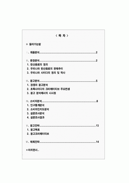 초록사이다 광고 기획서