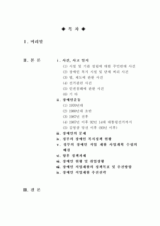 한국정부의 장애인 정책 문제