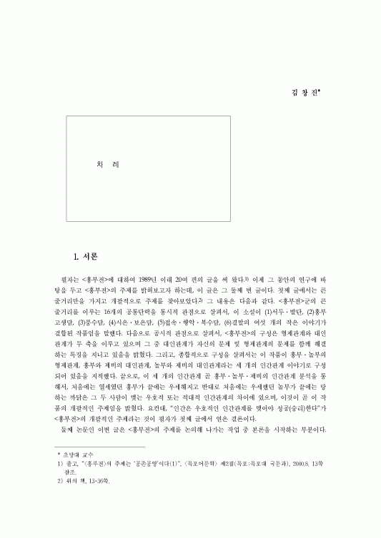 흥부전의 주제는 공존공영이다