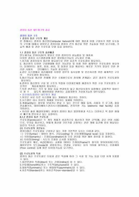 컴퓨터 통신 네트워크의 종류