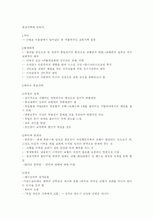 [사회과학] 종교개혁에 관하여