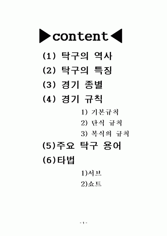 탁구에 관한 보고서
