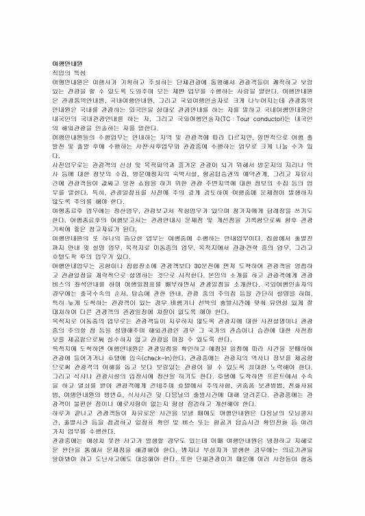 여행안내원 레포트 자료