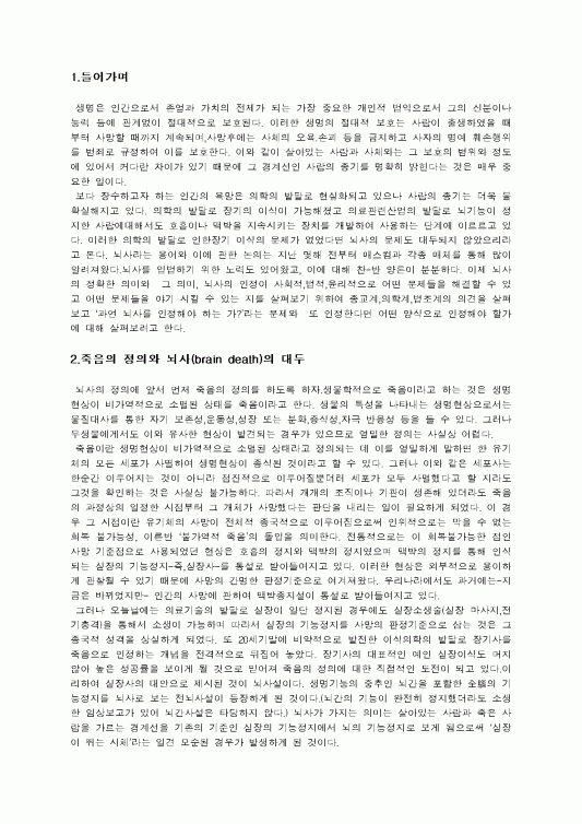 뇌사 인정에 관한 논쟁