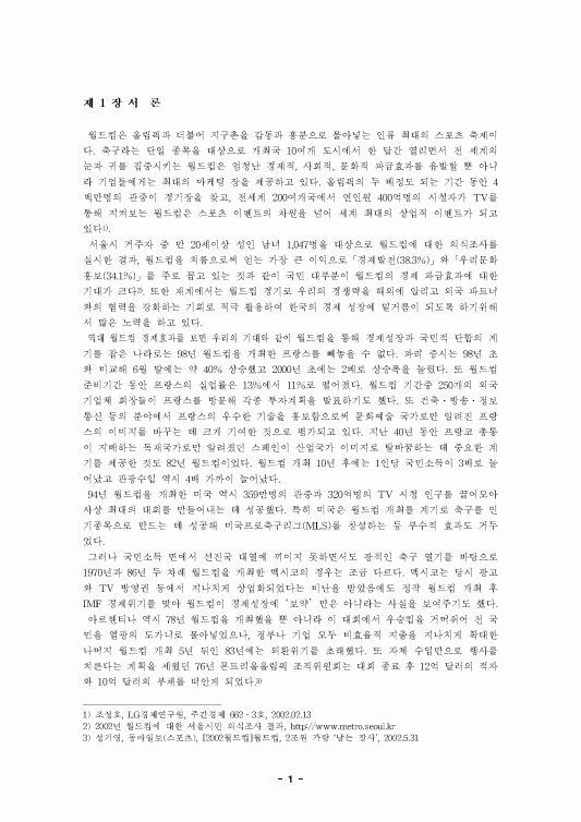 월드컵의 경제적효과와 전망