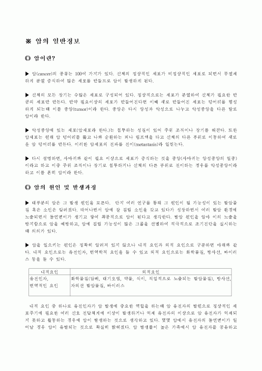 암의 일반정보