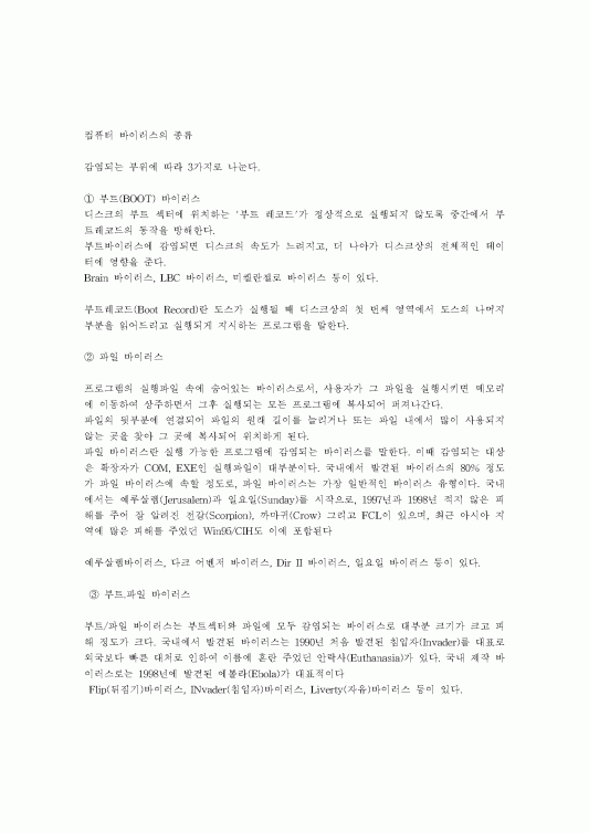 컴퓨터 바이러스 부트 바이러스 파일 바이러스 신종바이러스
