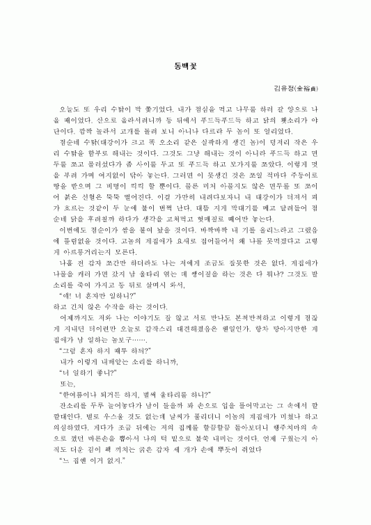 (18종문학분석) 동백꽃