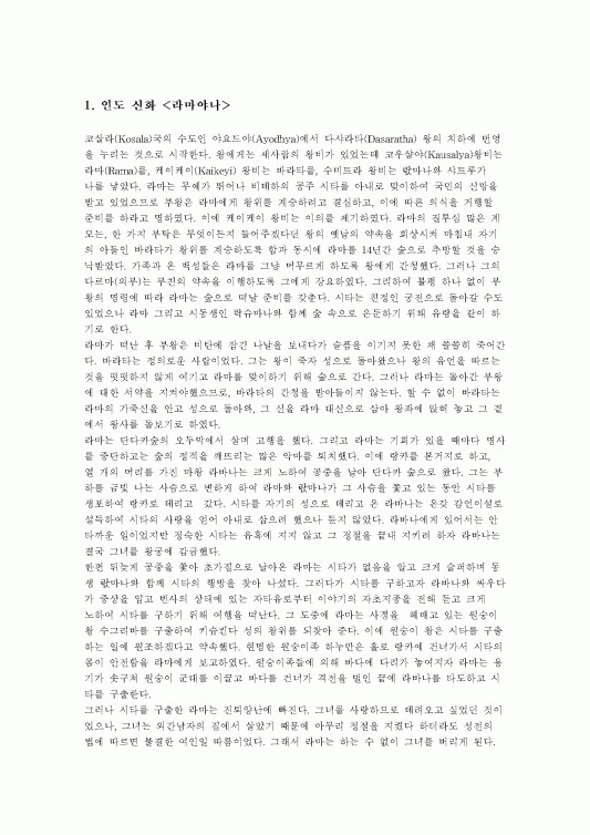 인도 신화 <라마야나> 감상문