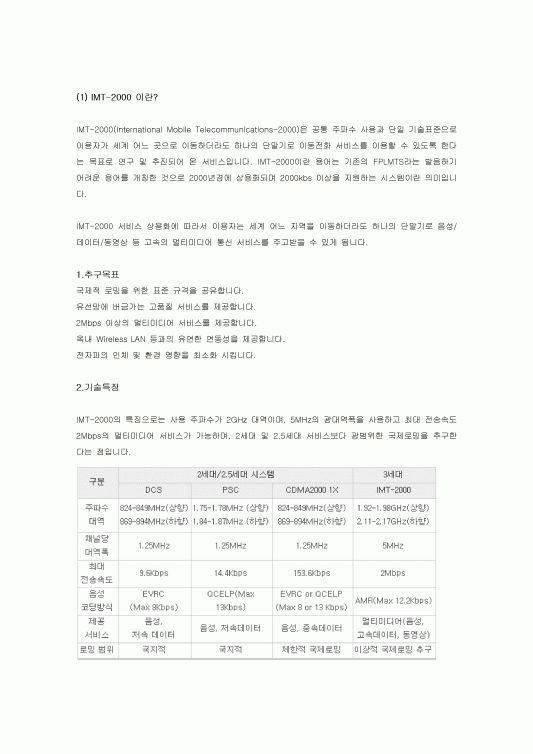 IMT-2000 이란? 레포트 자료