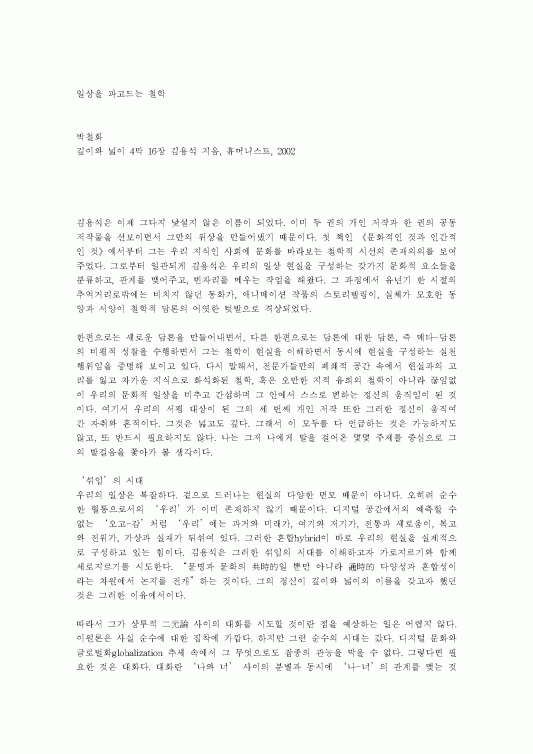 일상을 파고드는 철학 (김용석)