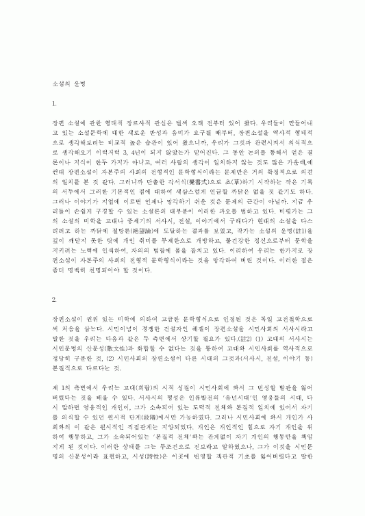 소설의 운명 레포트 자료