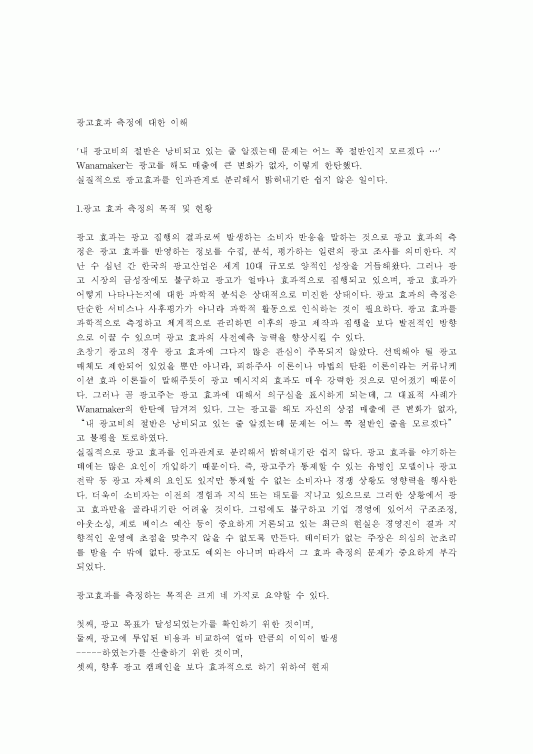 광고효과 측정에 대한 이해( 광고)