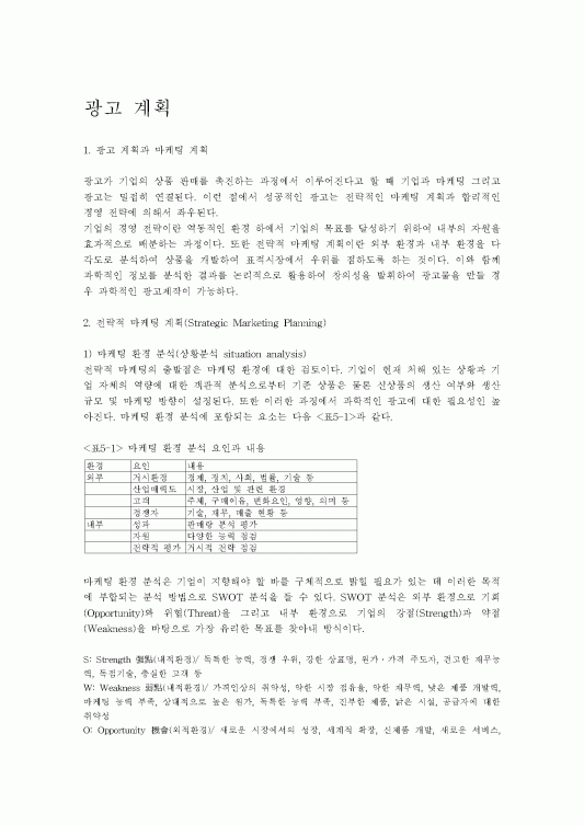 광고계획 레포트 자료