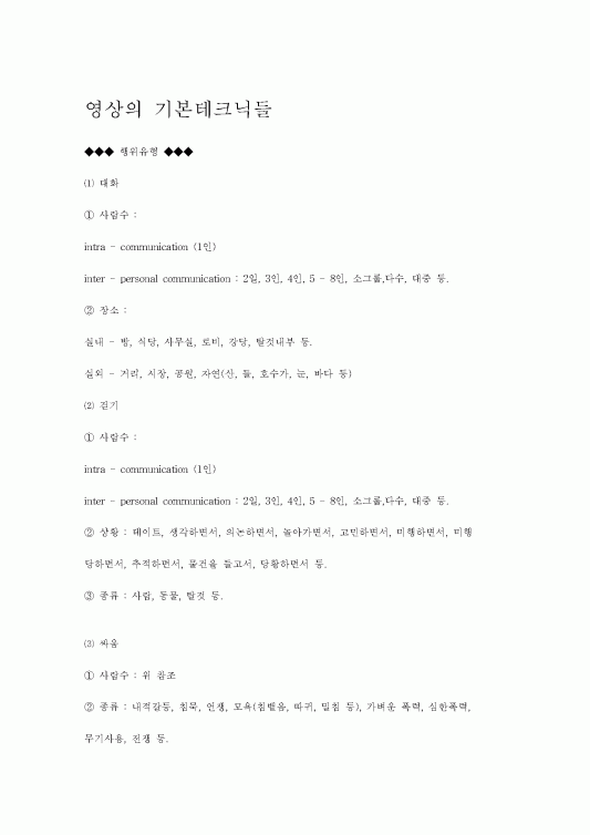 영상의 기본테크닉들