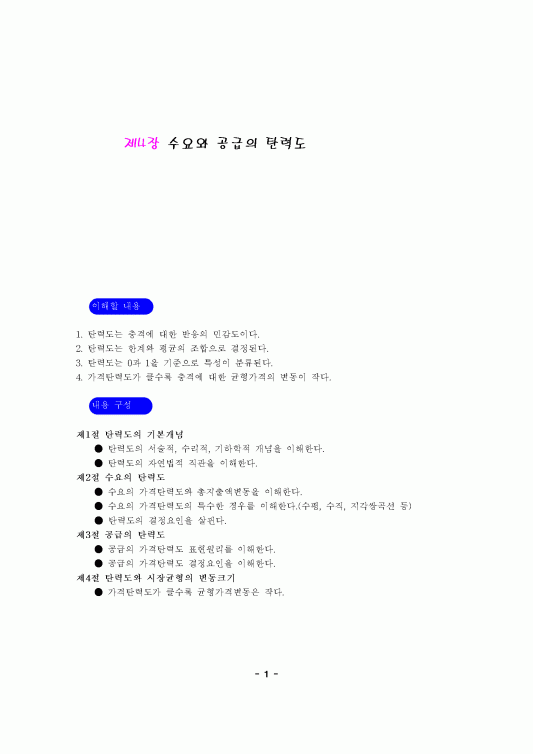 수요와 공급의 탄력도