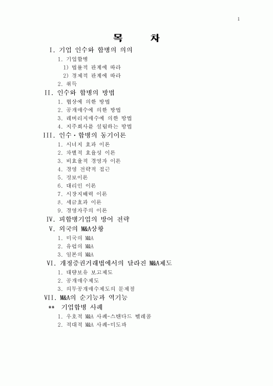 기업의 인수와 합병