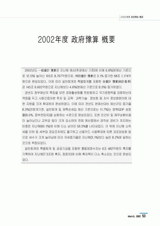 2002년도 정부예산 개요