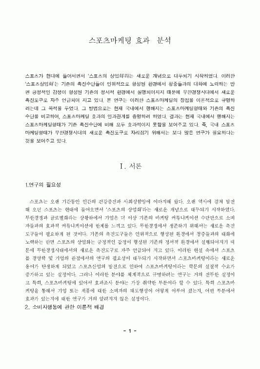 스포츠마케팅 효과 분석