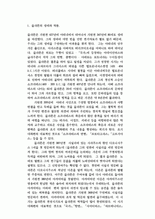 플라톤 철학 레포트 자료