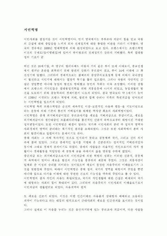 시민혁명의 의의와 모습 - 명예혁명, 미국 혁명