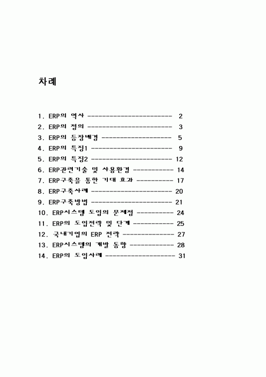 ERP에 대해.. 레포트 자료