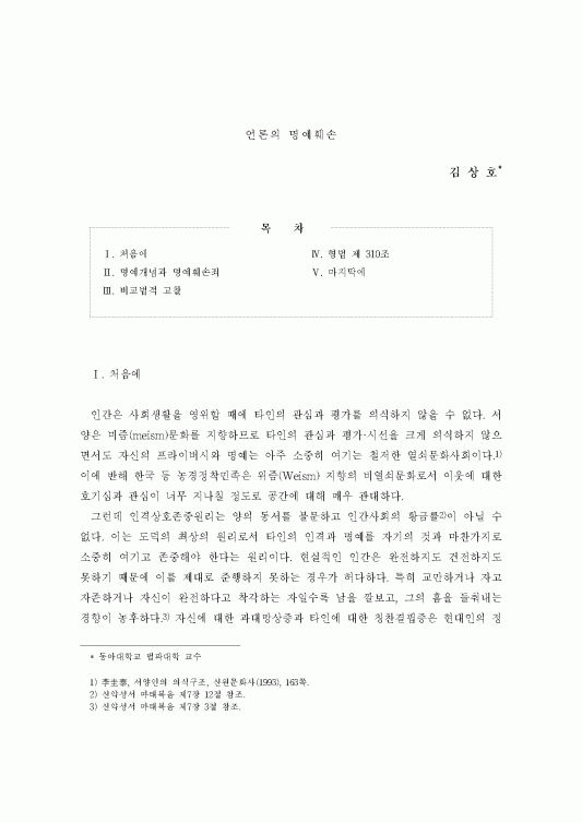 언론의 명예훼손