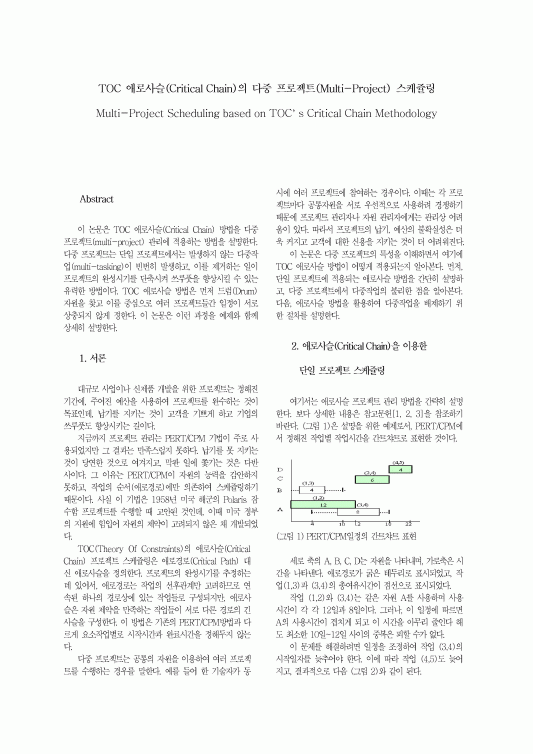 TOC 애로사슬(Critical Chain)의 다중 프로젝트스케쥴링
