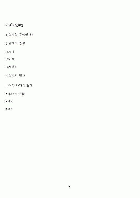 관례(冠禮)의 종류와 절차 여러 나라의 관례