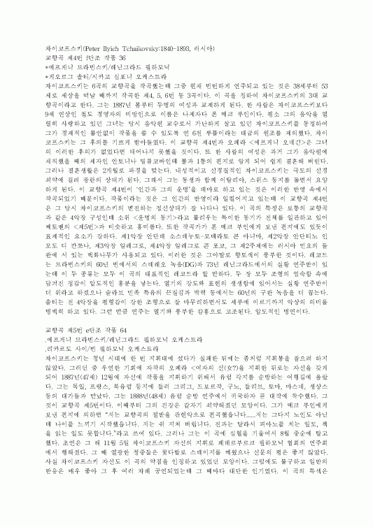 [음악] 차이코프스키의 명반과 작품해설