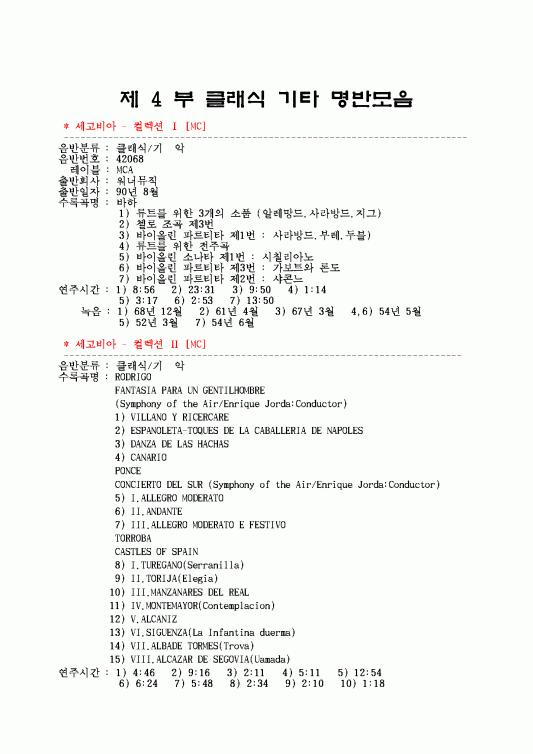 [음악] 클래식 기타 명반모음