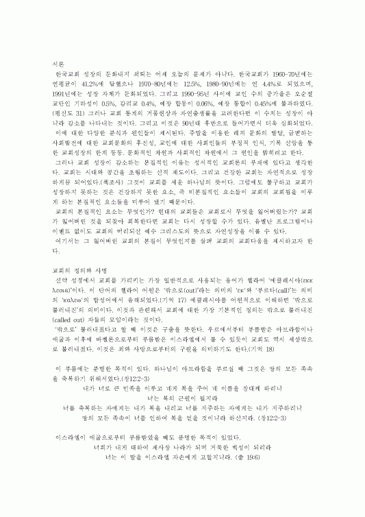 [인문과학] 한국교회 성장의 둔화