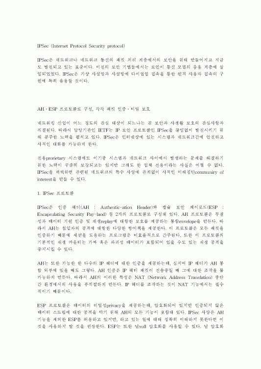 IPSec 에관한 기술 문서
