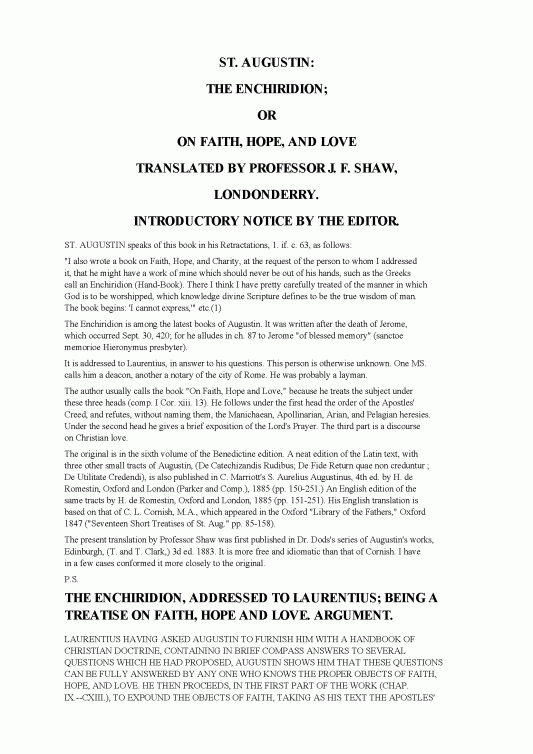 어거스틴 ENCHIRIDION 원서