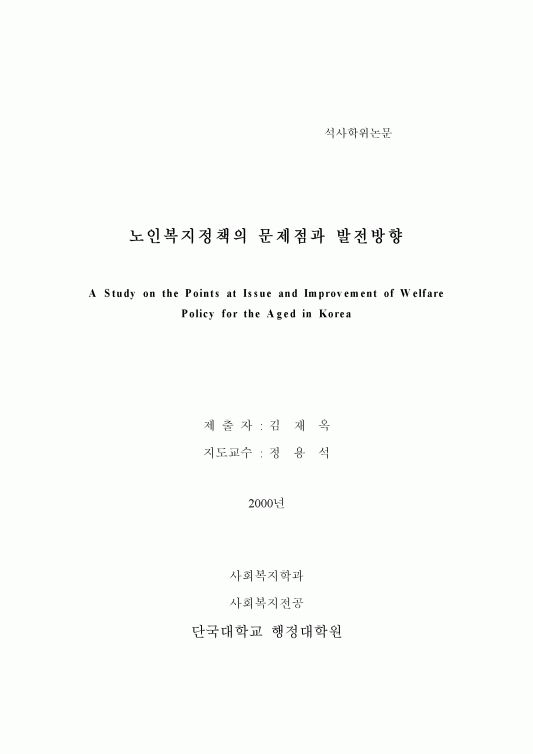 노인복지정책의 문제점과 발전방향