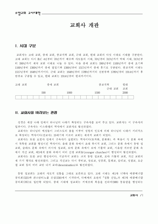 교회사 개관 레포트 자료