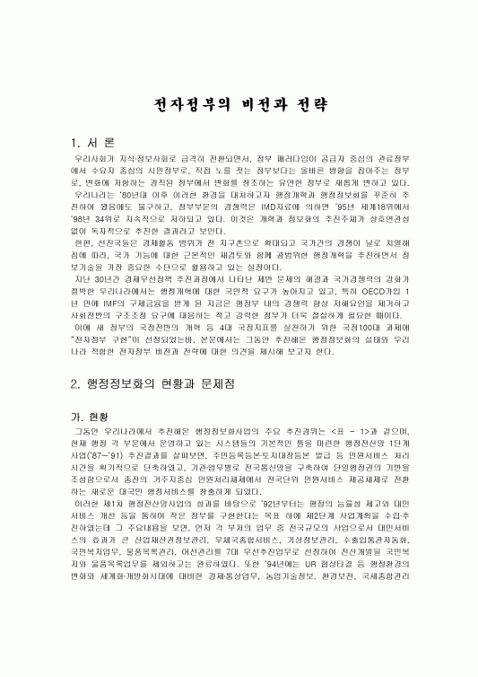 전자정부의 비전과 전략