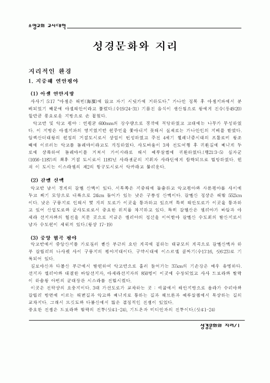 성경지리 레포트 자료