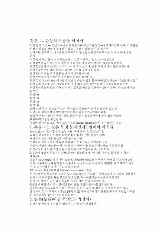 결혼의 환상 레포트 자료
