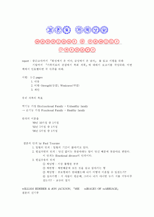 역기능 가정 레포트 자료