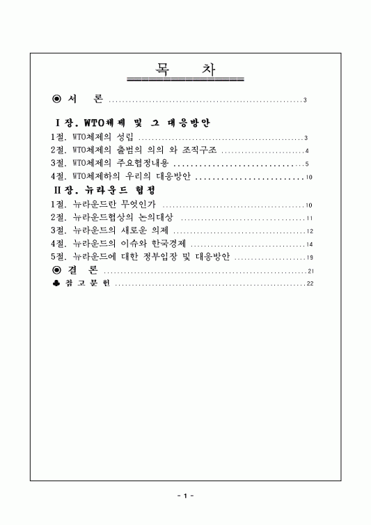 WTO와 뉴라운드의 대응방안