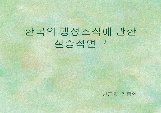 한국의 행정조직에 관한 실증 연구