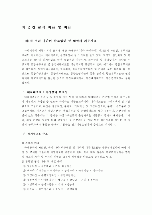 대차대조표 분석 지표 비율