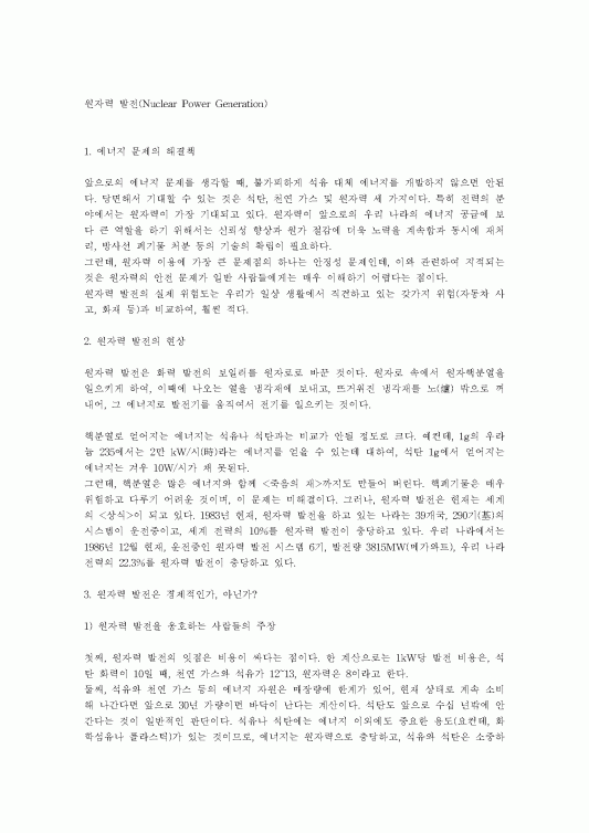 원자력 발전 (원자력발전 원전사고)