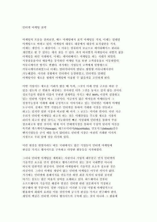 [인문과학] 인터넷 마케팅 전략