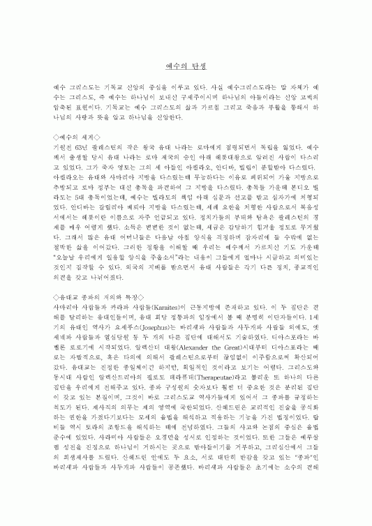예수의 탄생 레포트 자료