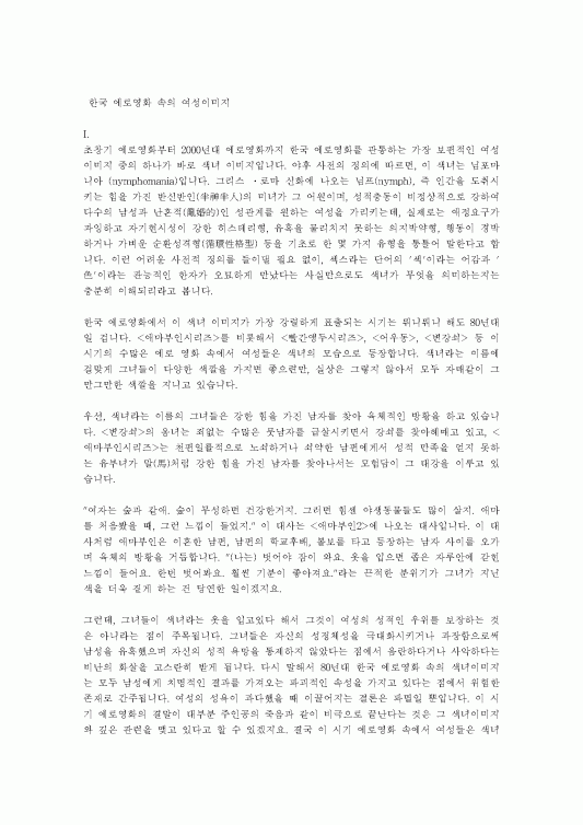 한국 에로영화 속의 여성이미지 : 한국영화 에로티시즘