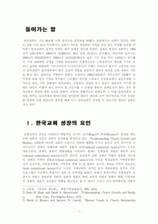 한국교회 성장의 둔화