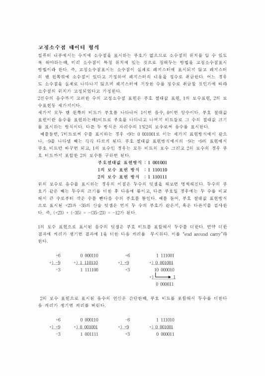 고정 소수점 데이터 형식
