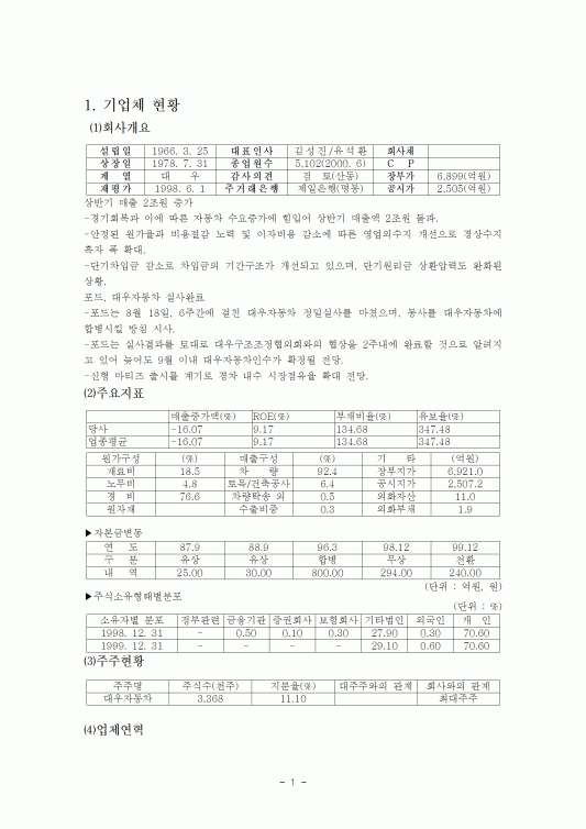 대우자동차 사업계획서